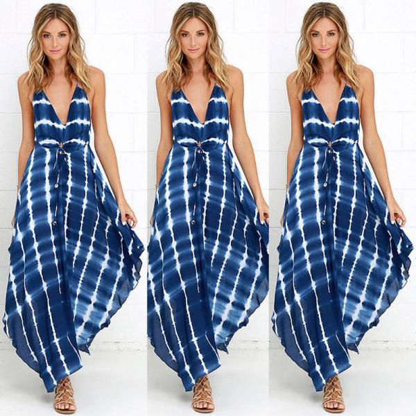 Women Summer Vintage Boho Long Maxi Evening Party Beach Dress Floral